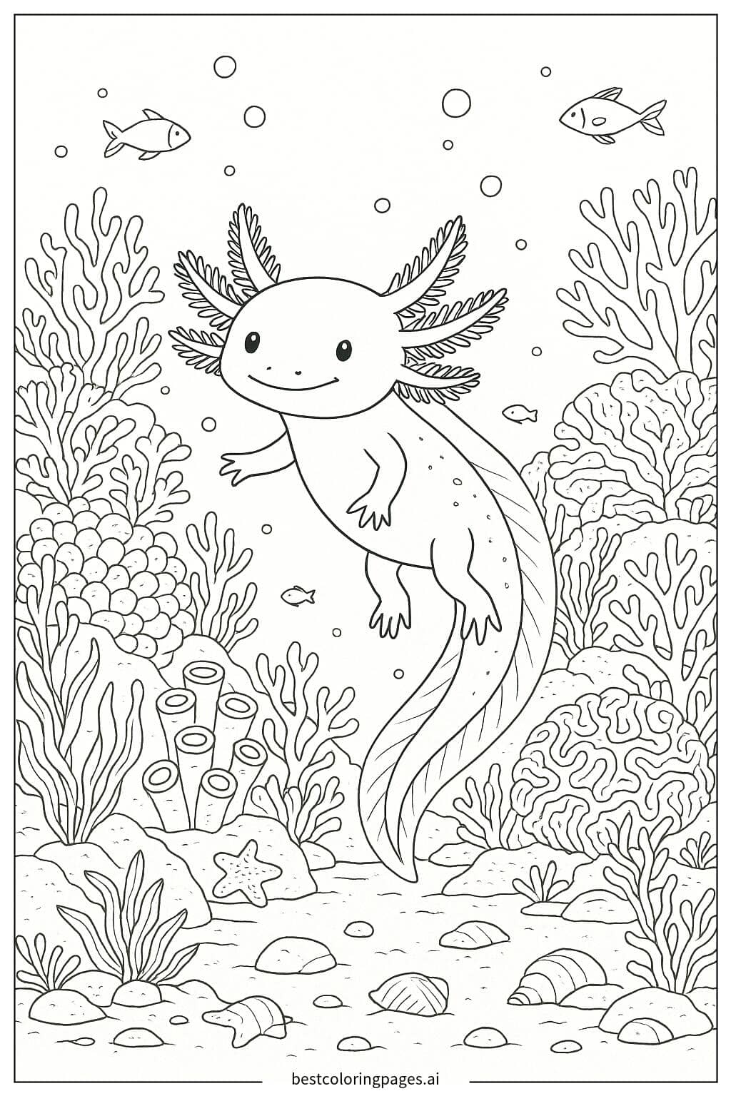 46 Axolotl Coloring Pages (Free PDF & PNG Printable)