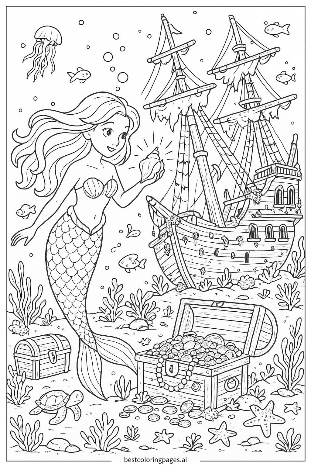 31 halaman mewarnai Gambar Mewarnai putri duyung (PDF dan PNG gratis ...