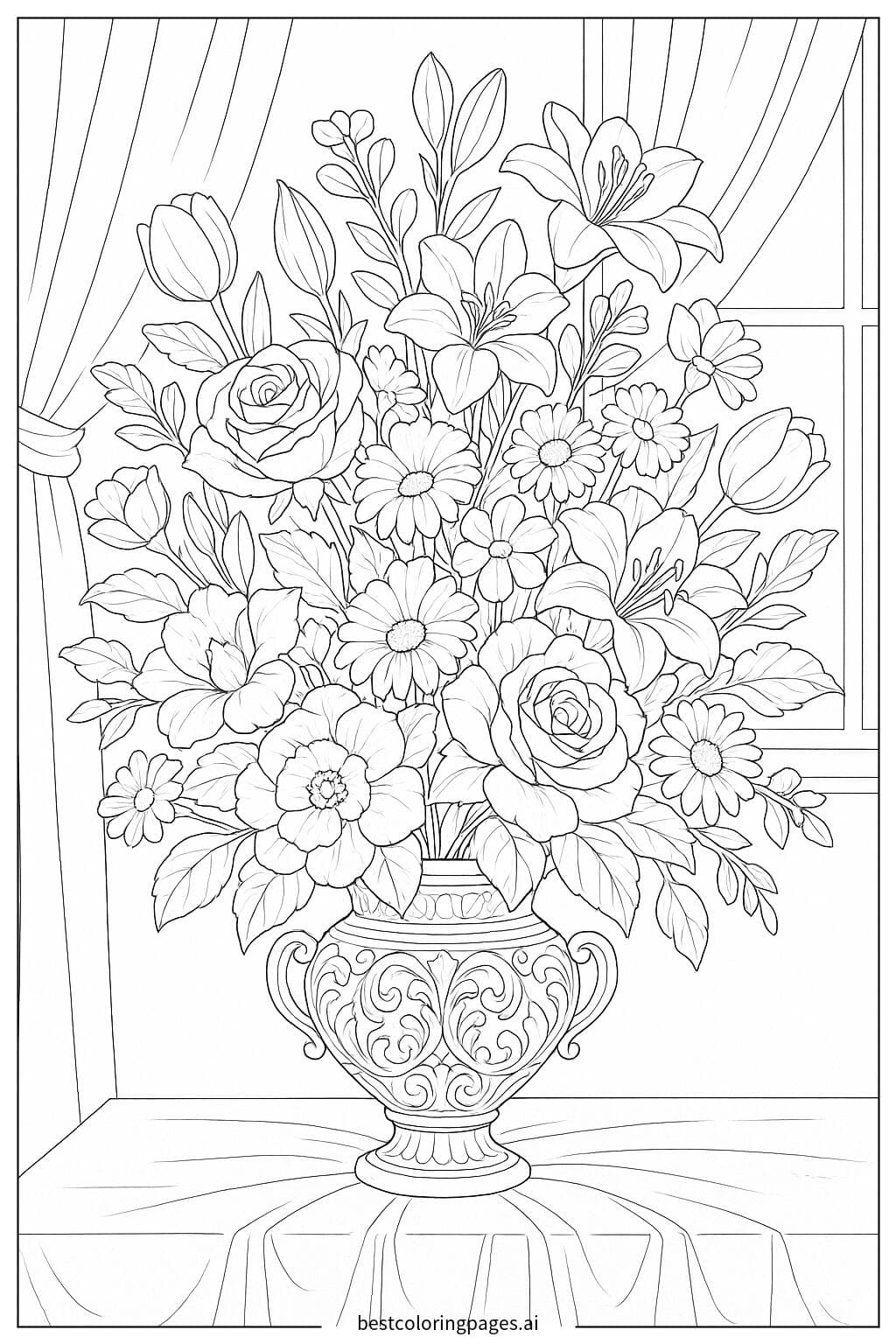 flower vase coloring sheet