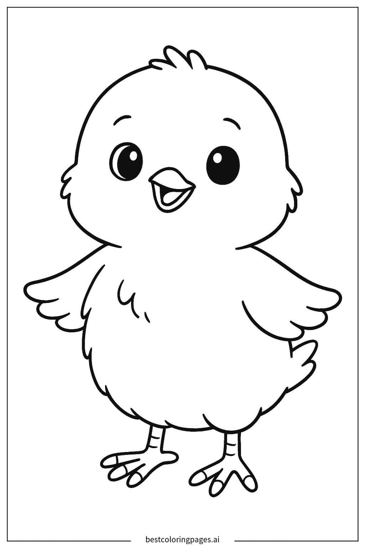 Cute Chick Standing Coloring Page - Free Printable | BestColoringPages AI
