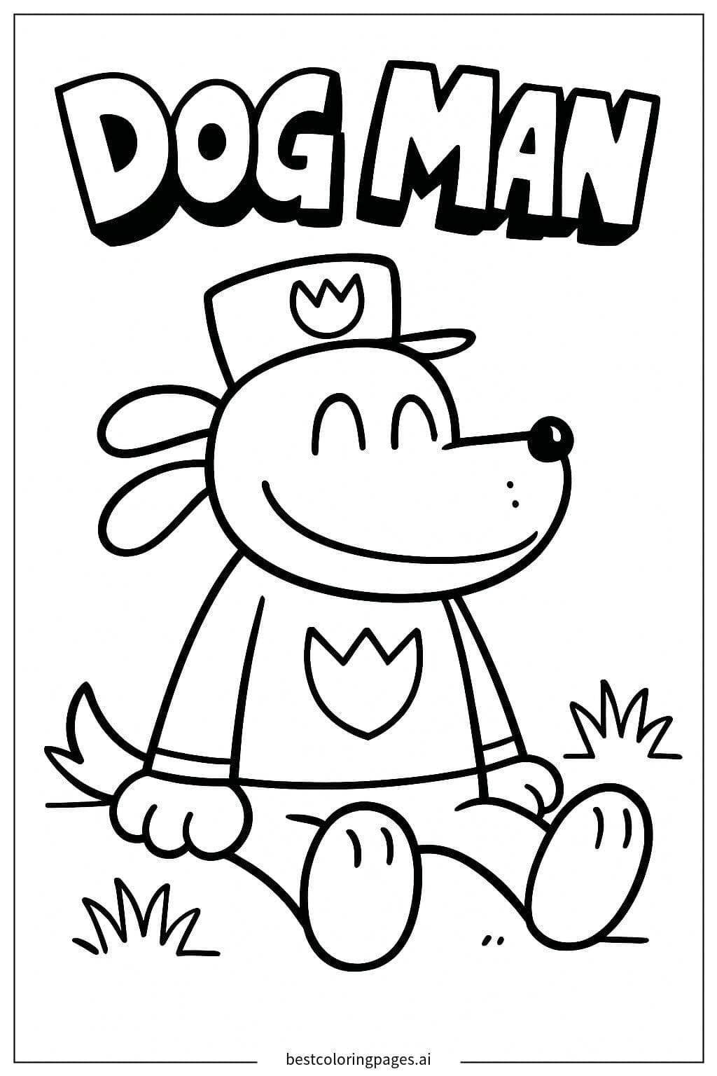 Dog Man Happily Sitting Coloring Page - Free Printable ...