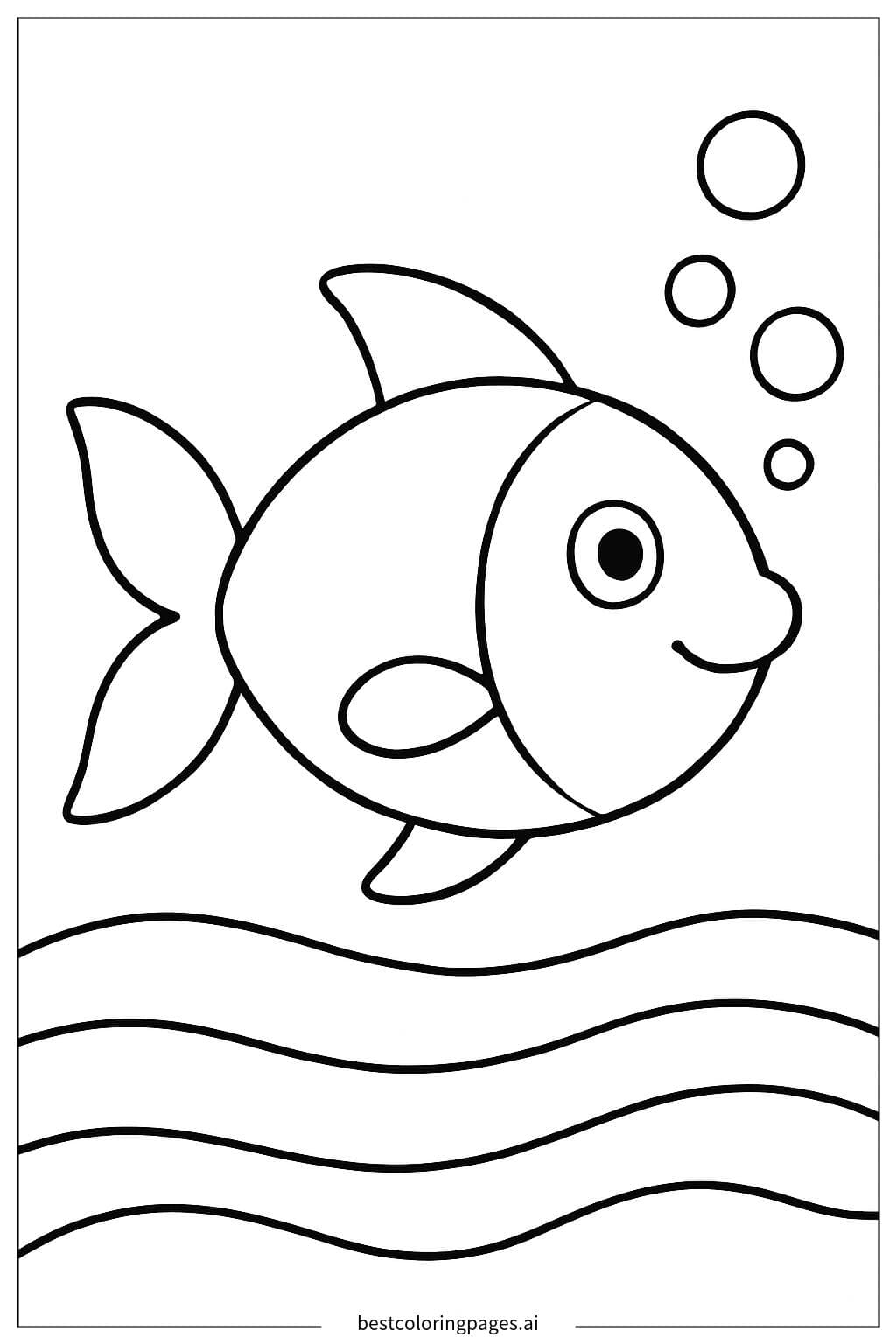 Joyful Fish Swimming Coloring Page - Free Printable | BestColoringPages AI