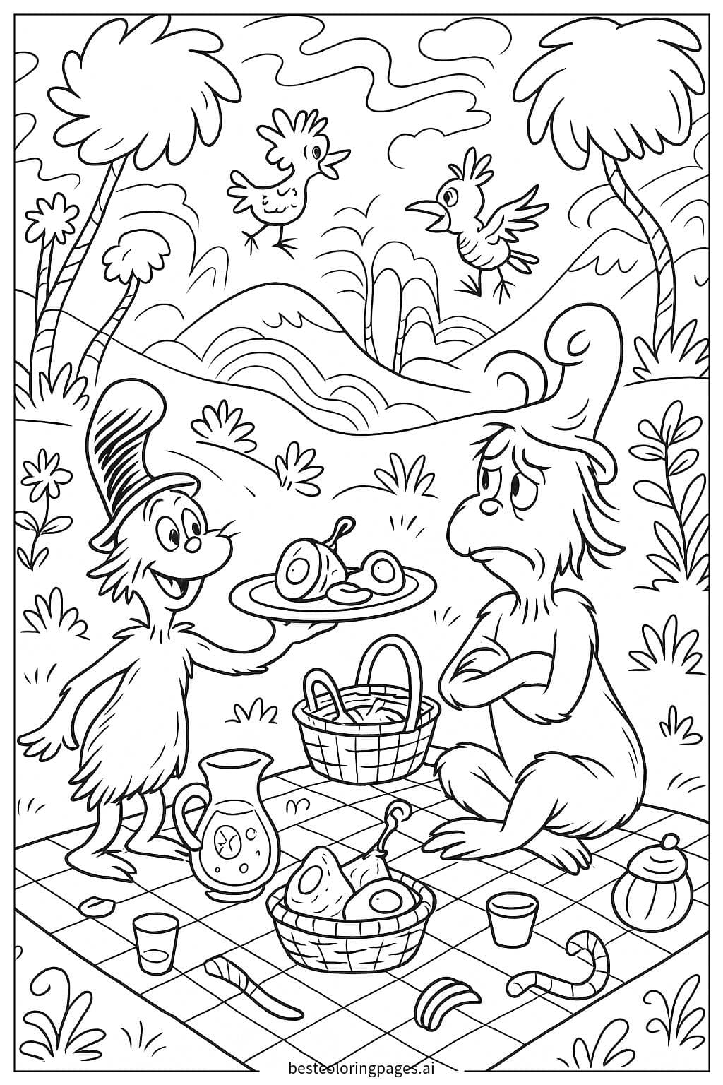 green eggs and ham coloring page