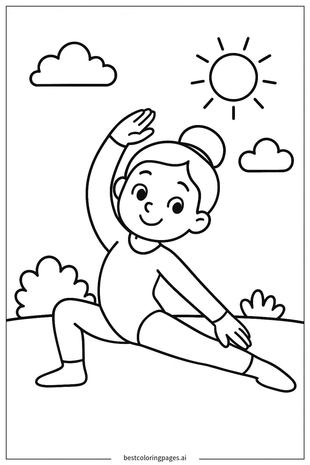 체조 선수의 간단한 스트레칭 색칠 페이지 - 무료 인쇄 가능 | BestColoringPages AI