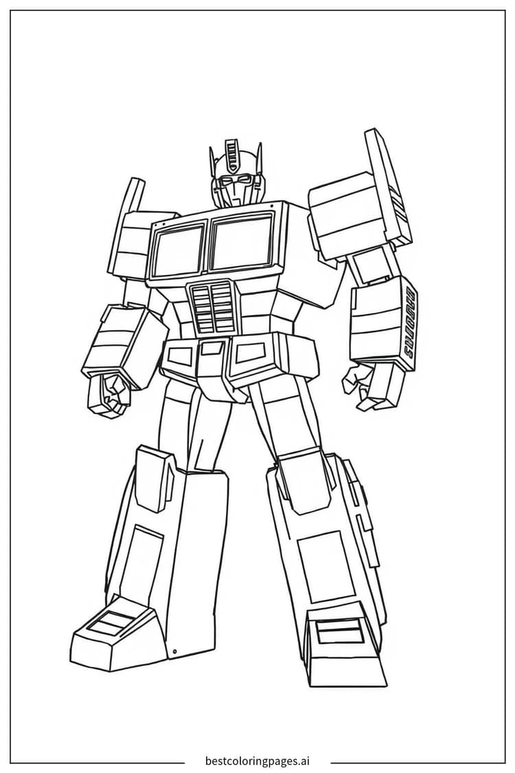 Optimus Prime Coloring Page - Simple Outline Coloring Page - Free ...