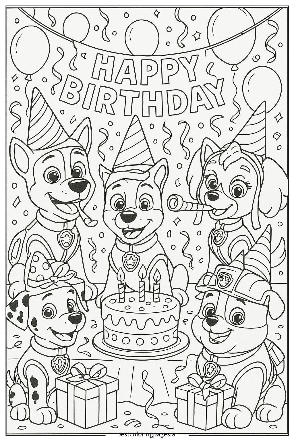 paw patrol birthday coloring pages printable