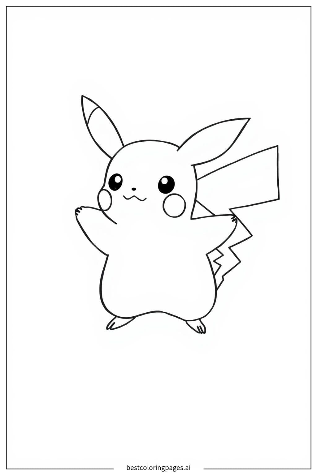 Pikachu Waving Hello Coloring Page - Free Printable | BestColoringPages AI