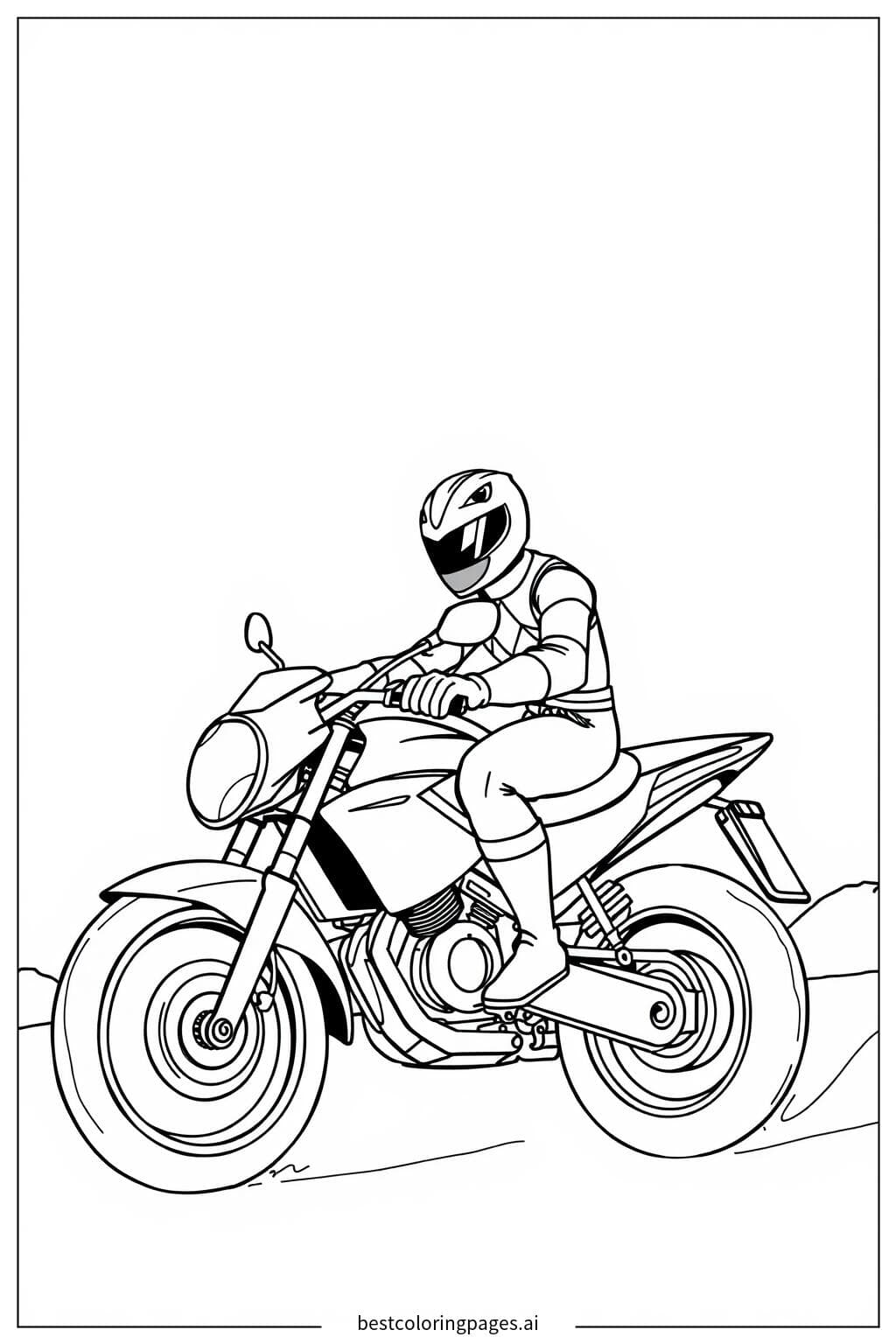 Red Ranger Riding a Motorcycle Coloring Page - Free Printable ...