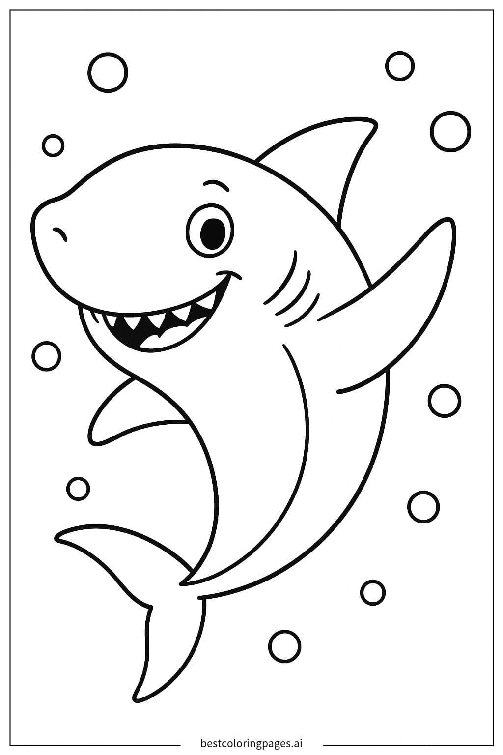 Friendly Shark Waving Its Fin Coloring Page - Free Printable ...