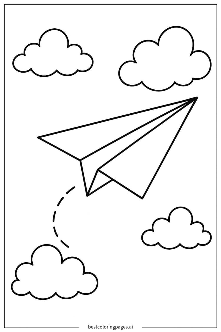 Fun-Flying Paper Airplane Coloring Page - Free Printable ...