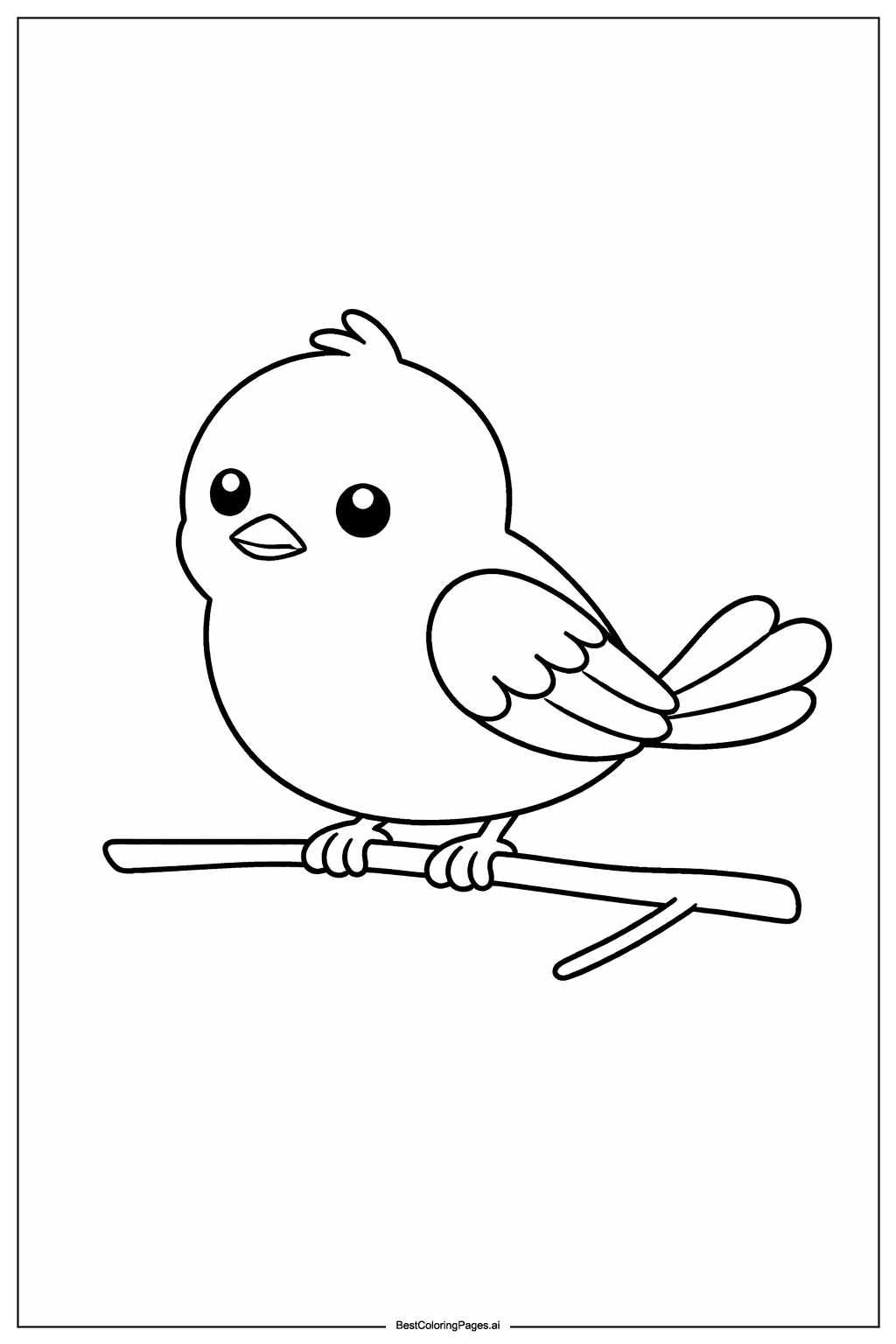 Un simpatico uccellino sul ramo Disegni da Colorare - Gratis Stampabile ...