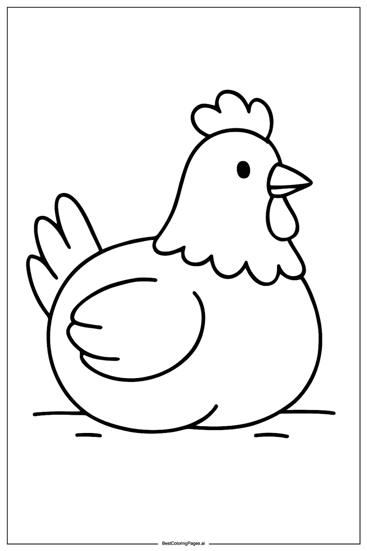 Chicken sitting Coloring Page - Free Printable | BestColoringPages AI