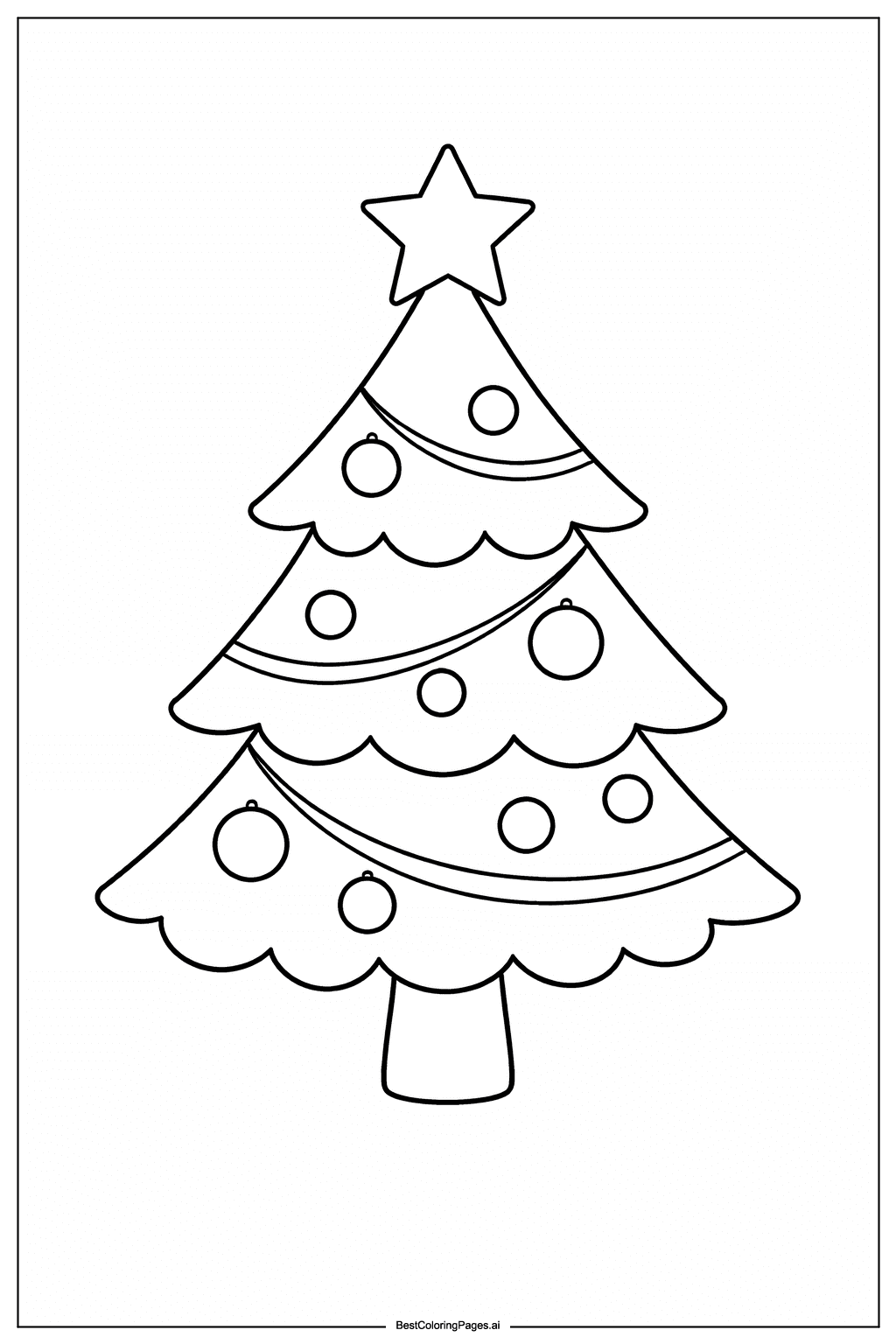Christmas tree with star Coloring Page - Free Printable ...