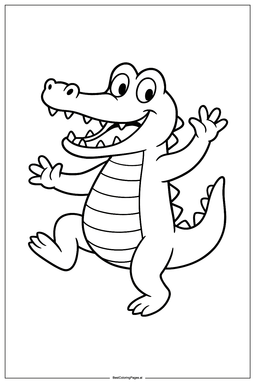 Crocodile dancing Coloring Page - Free Printable | BestColoringPages AI