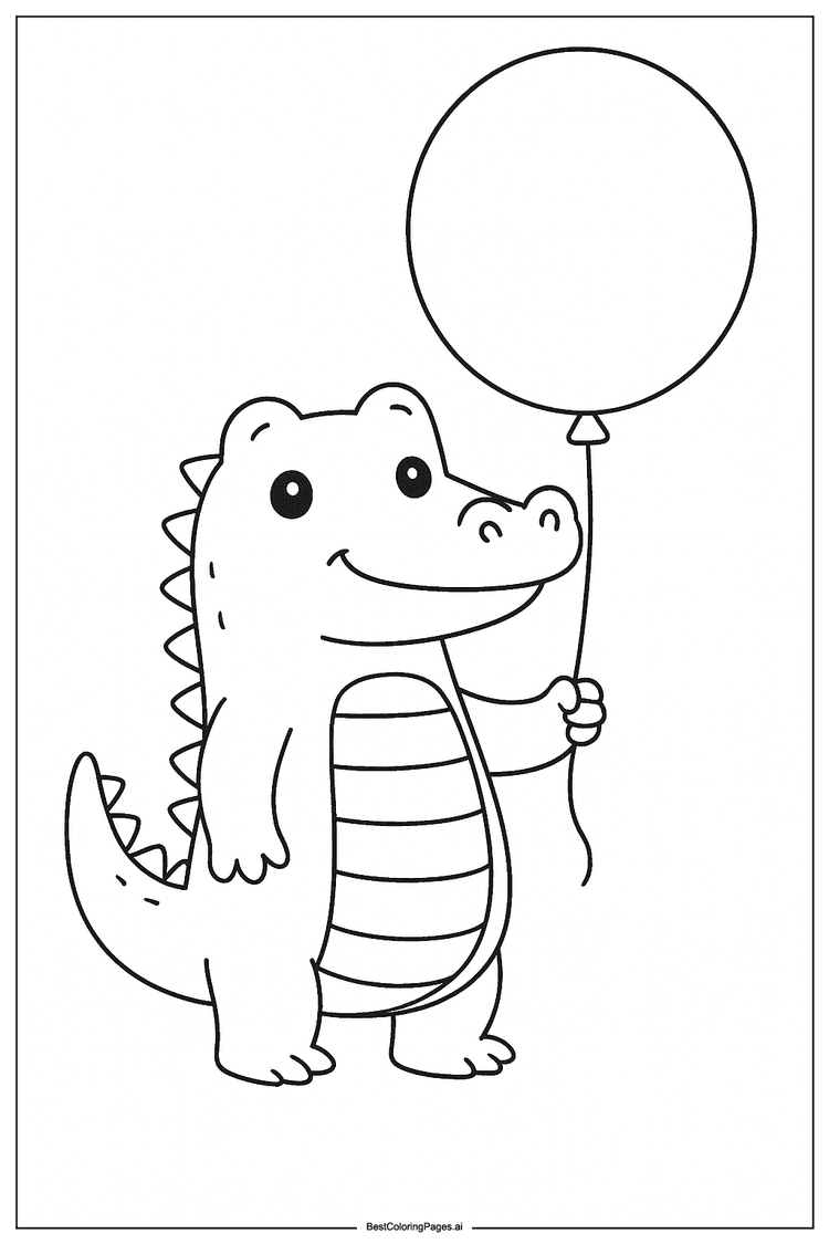 Crocodile holding balloon Coloring Page - Free Printable ...