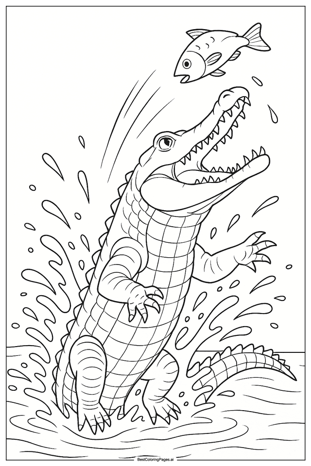 Crocodile hunting fish Coloring Page - Free Printable ...