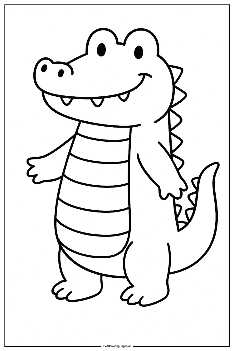 Crocodile smiling Coloring Page - Free Printable | BestColoringPages AI