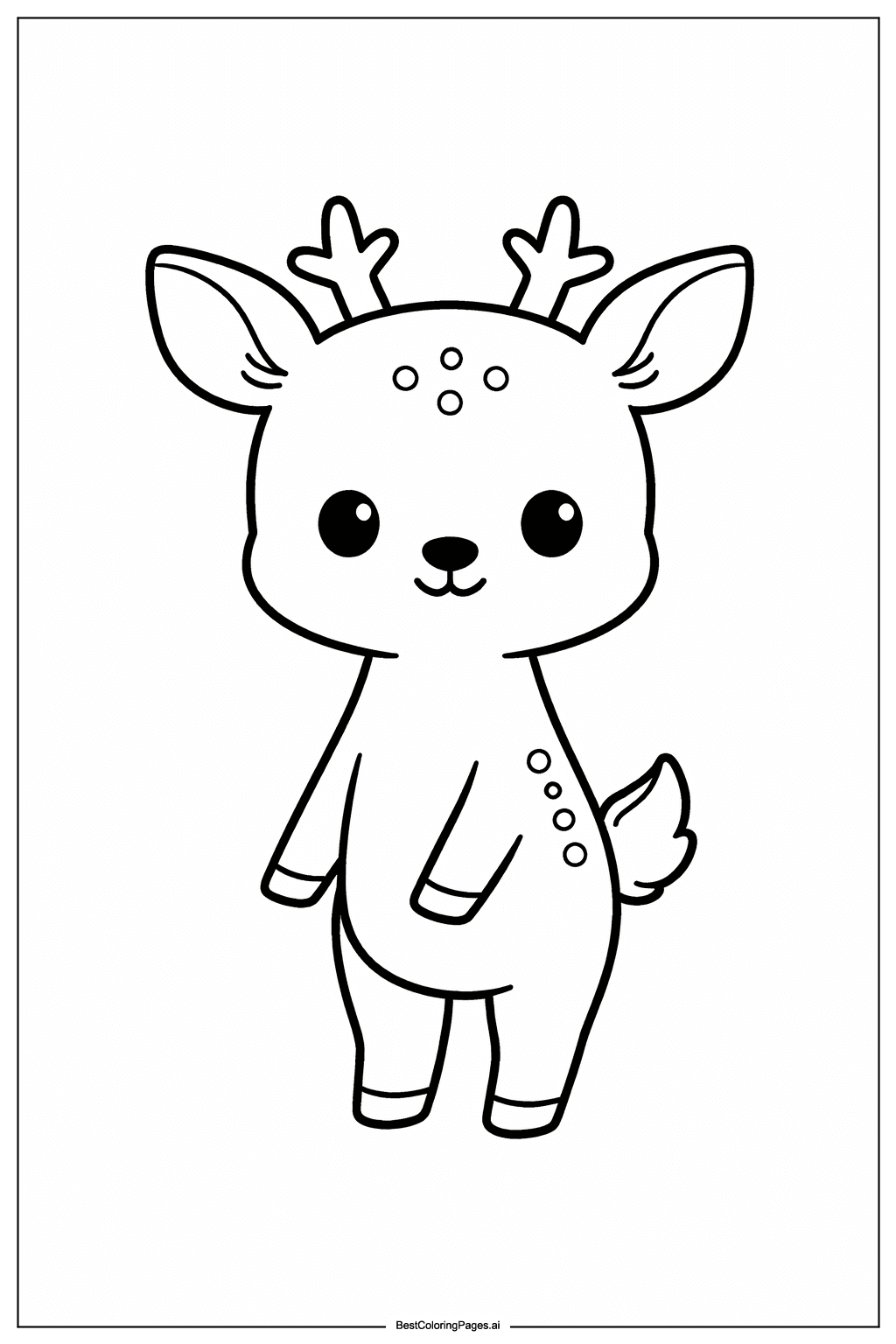 Cute deer standing Coloring Page - Free Printable | BestColoringPages AI