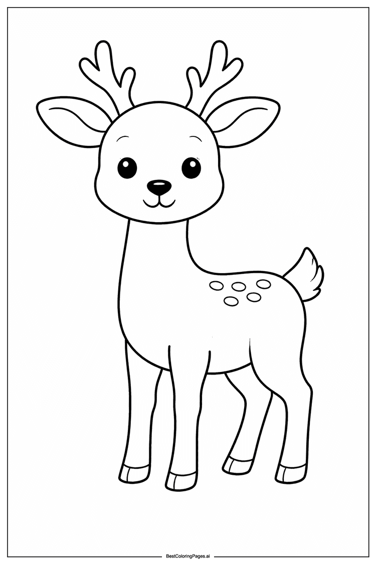 Deer standing Coloring Page - Free Printable | BestColoringPages AI