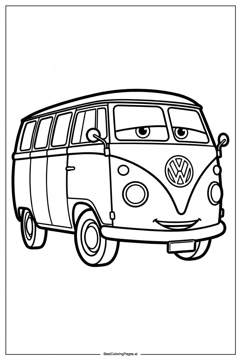 Disney Cars Fillmore Coloring Page - Free Printable | BestColoringPages AI