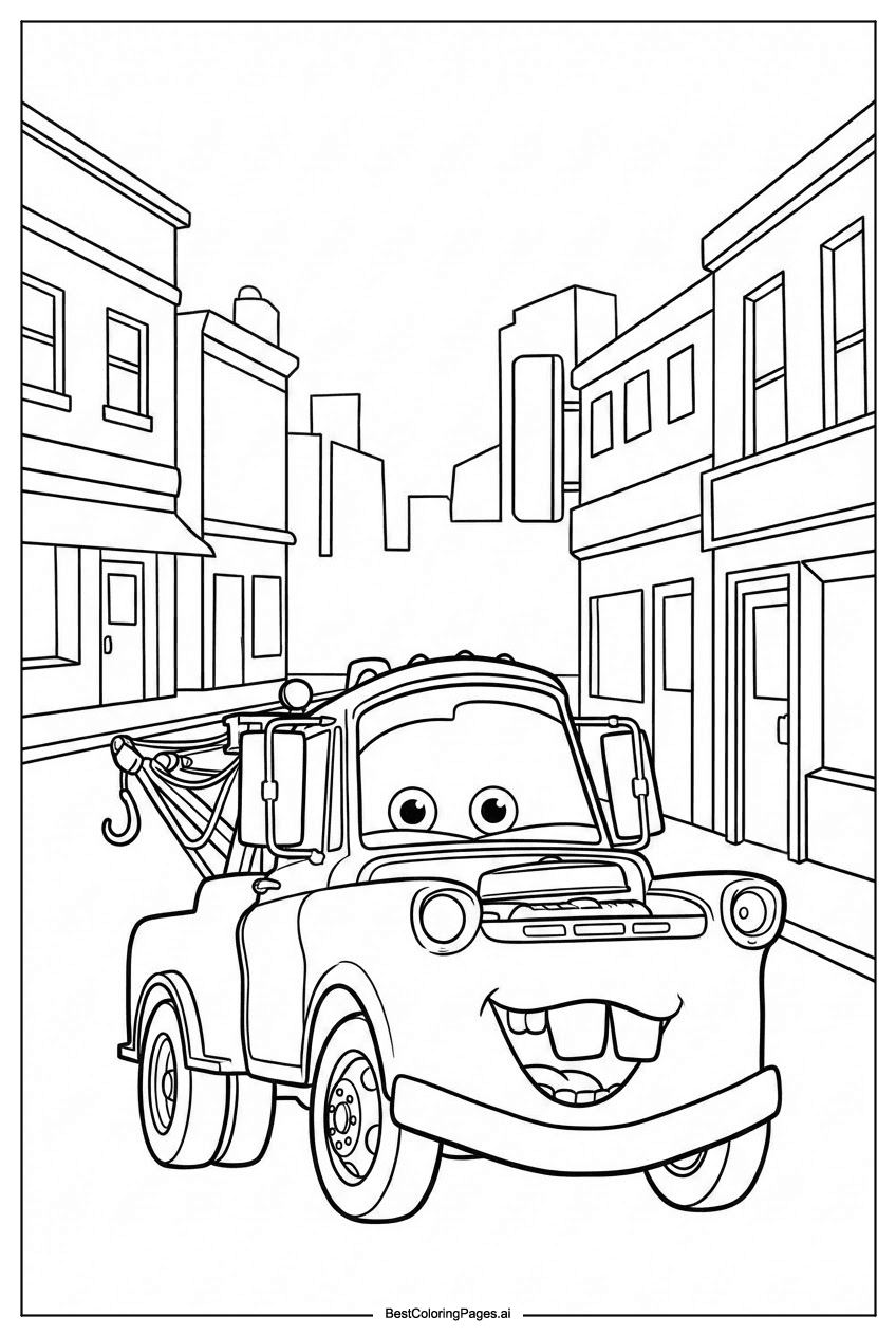 Mater Dạo Phố Trang tô màu - In miễn phí | BestColoringPages AI