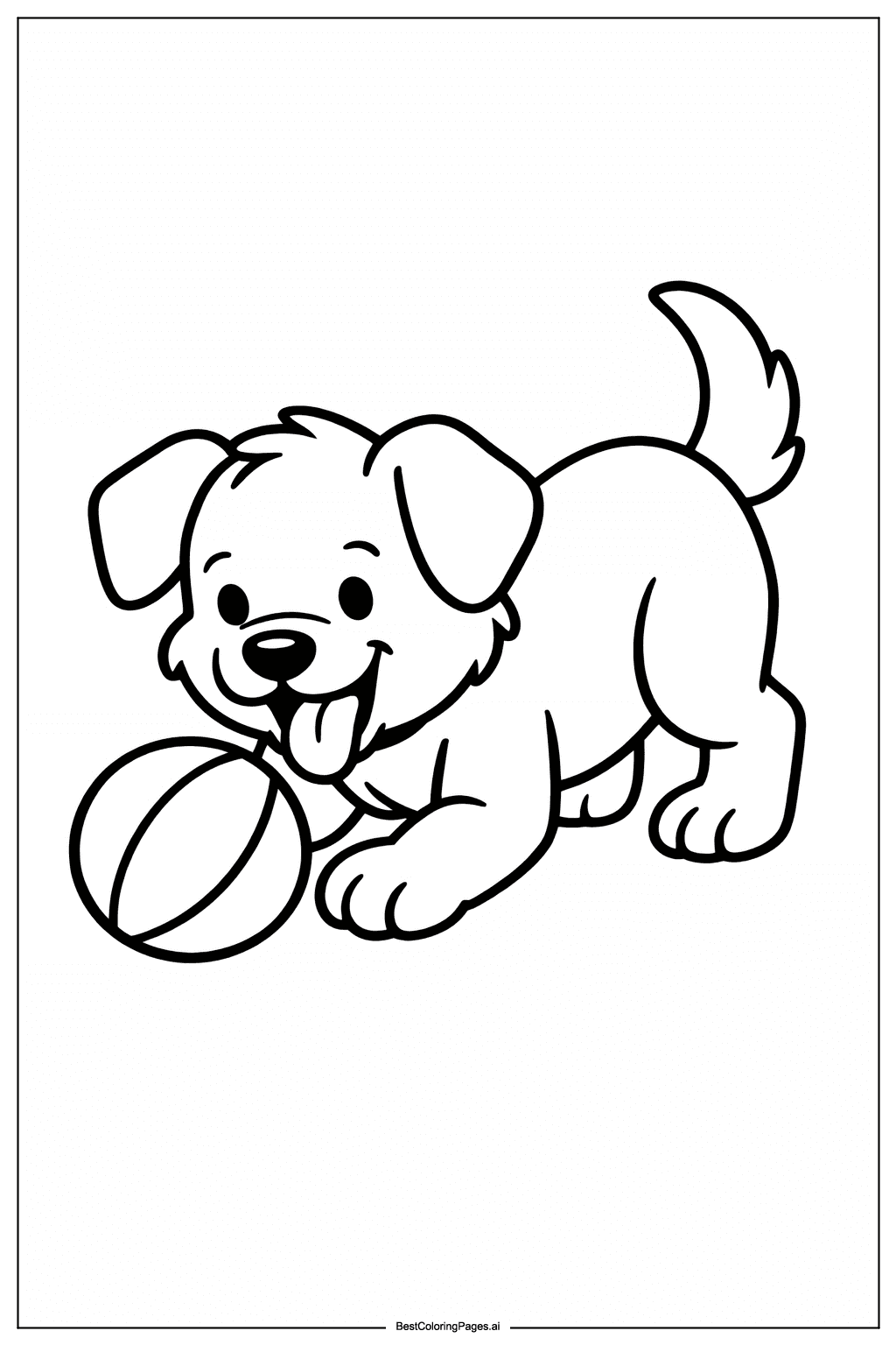 Chiot jouant avec sa balle Coloriages - Gratuit Imprimable ...