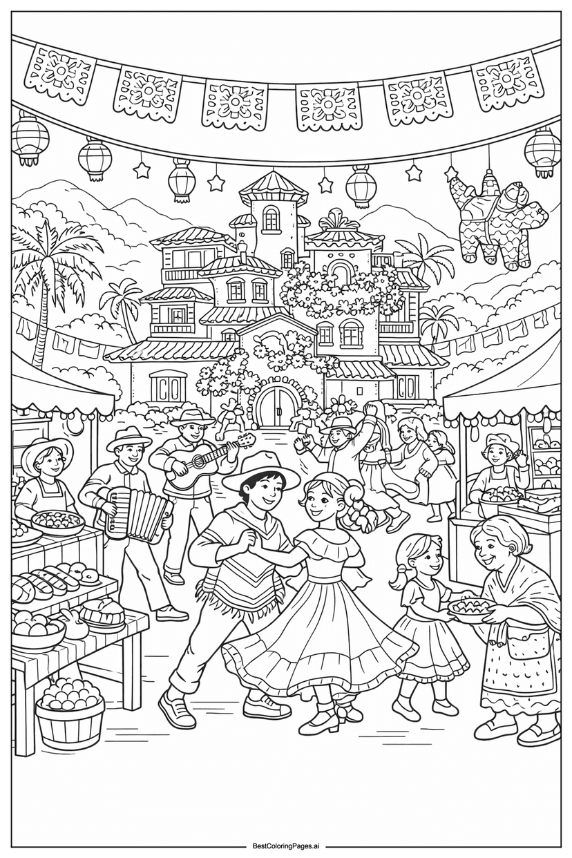Encanto village festival Coloring Page - Free Printable ...