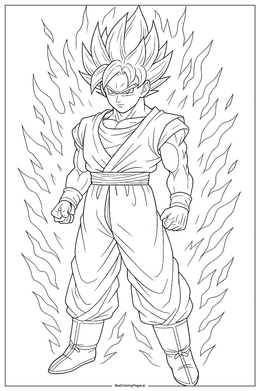 Goku en Super Saiyan Coloriages - Gratuit Imprimable | BestColoringPages AI