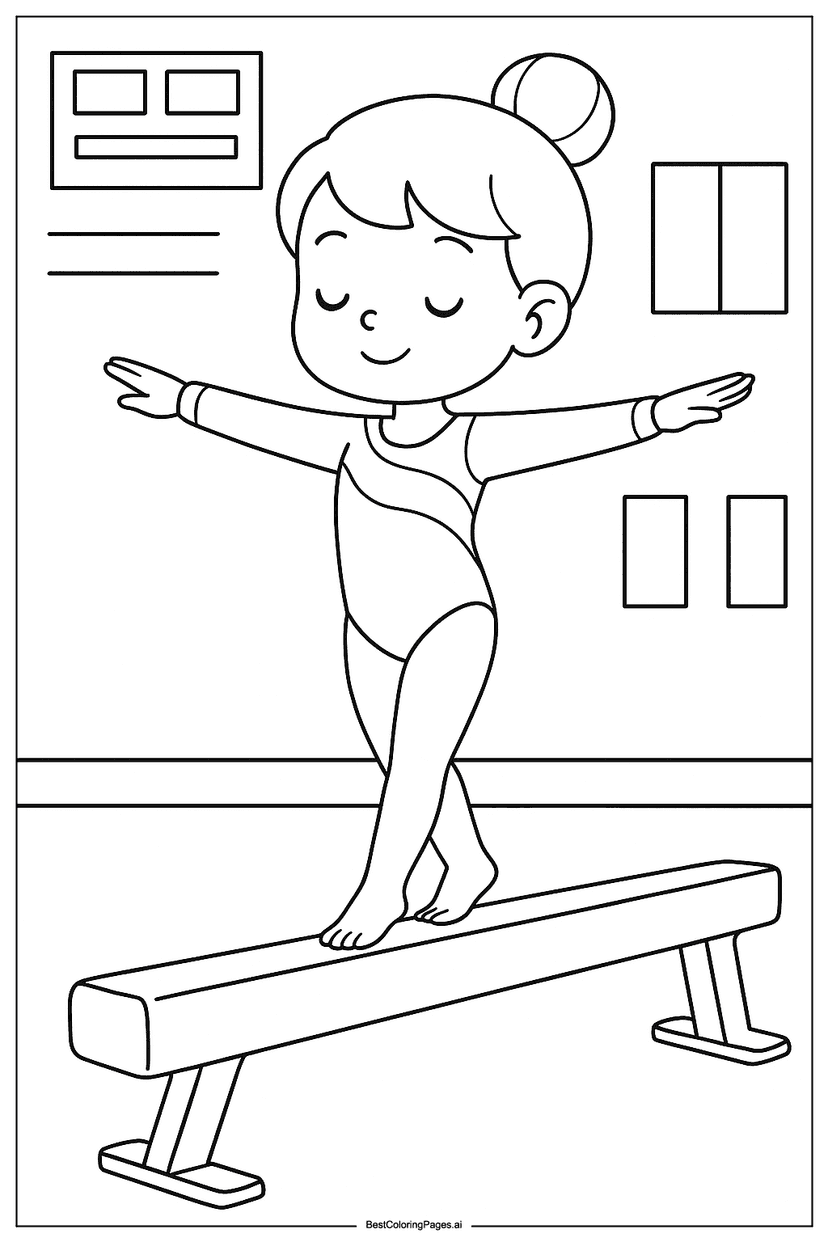 Jeune gymnaste sur la poutre Coloriages - Gratuit Imprimable ...