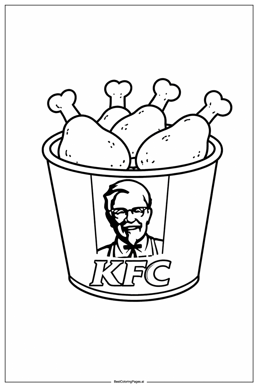 KFC bucket of chicken Coloring Page - Free Printable | BestColoringPages AI