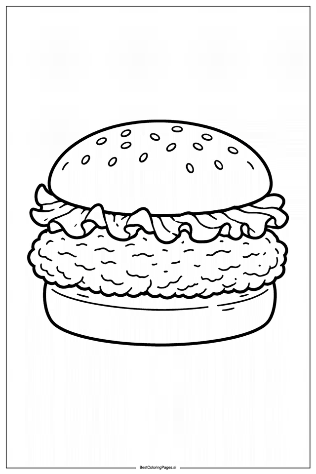 KFC burger Coloring Page - Free Printable | BestColoringPages AI