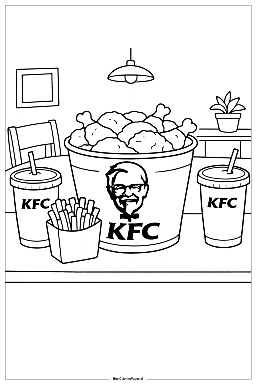 KFC family meal Coloring Page - Free Printable | BestColoringPages AI