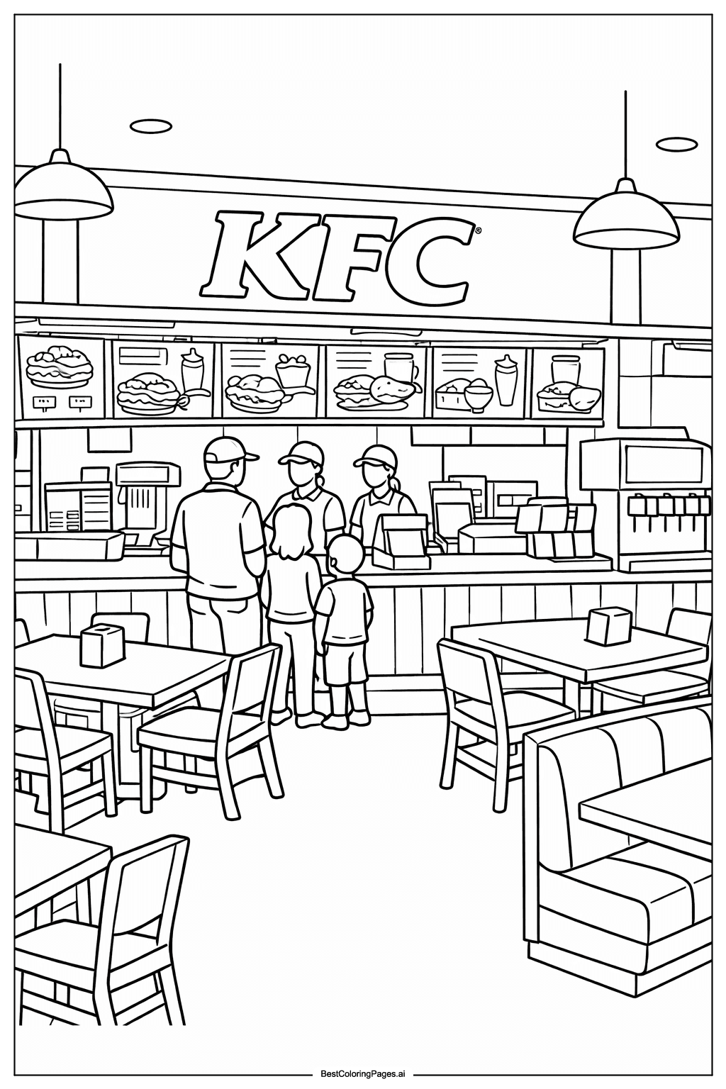 KFC restaurant interior Coloring Page - Free Printable ...