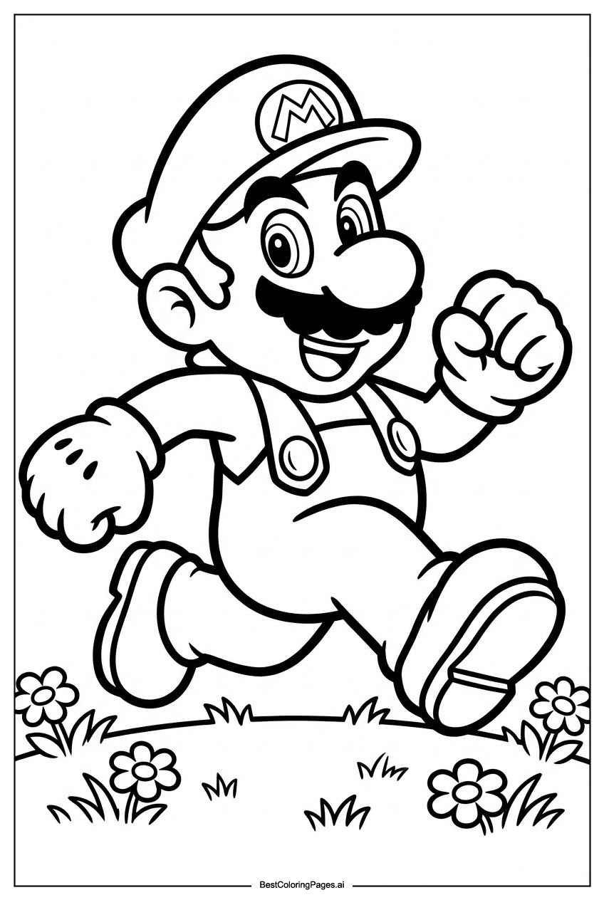Mario courant dans l'herbe Coloriages - Gratuit Imprimable ...
