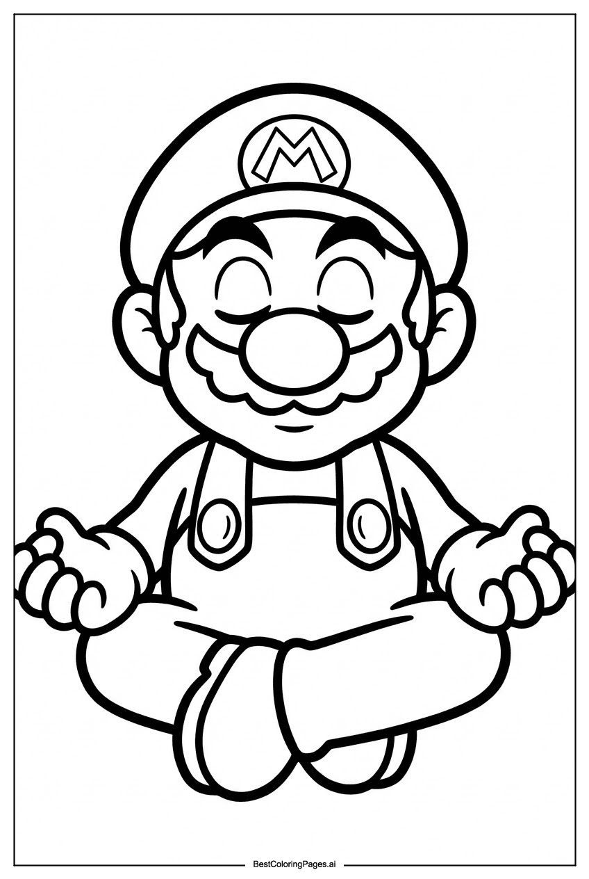Mario en Méditation Coloriages - Gratuit Imprimable | BestColoringPages AI