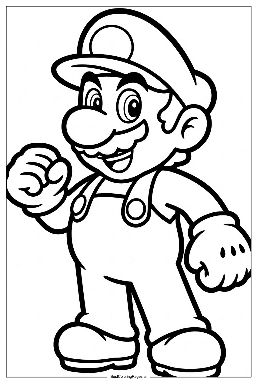 Mario souriant Coloriages - Gratuit Imprimable | BestColoringPages AI
