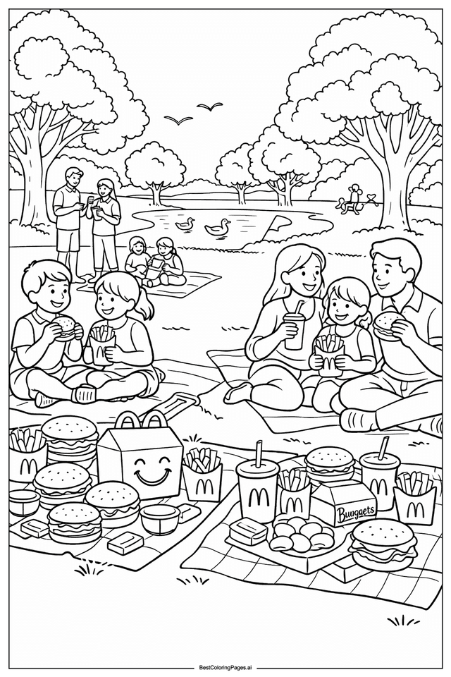 McDonald’s picnic Coloring Page - Free Printable | BestColoringPages AI