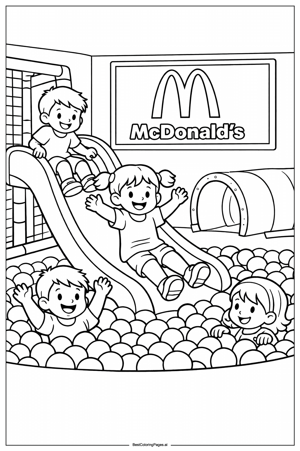 McDonald’s play area Coloring Page - Free Printable | BestColoringPages AI