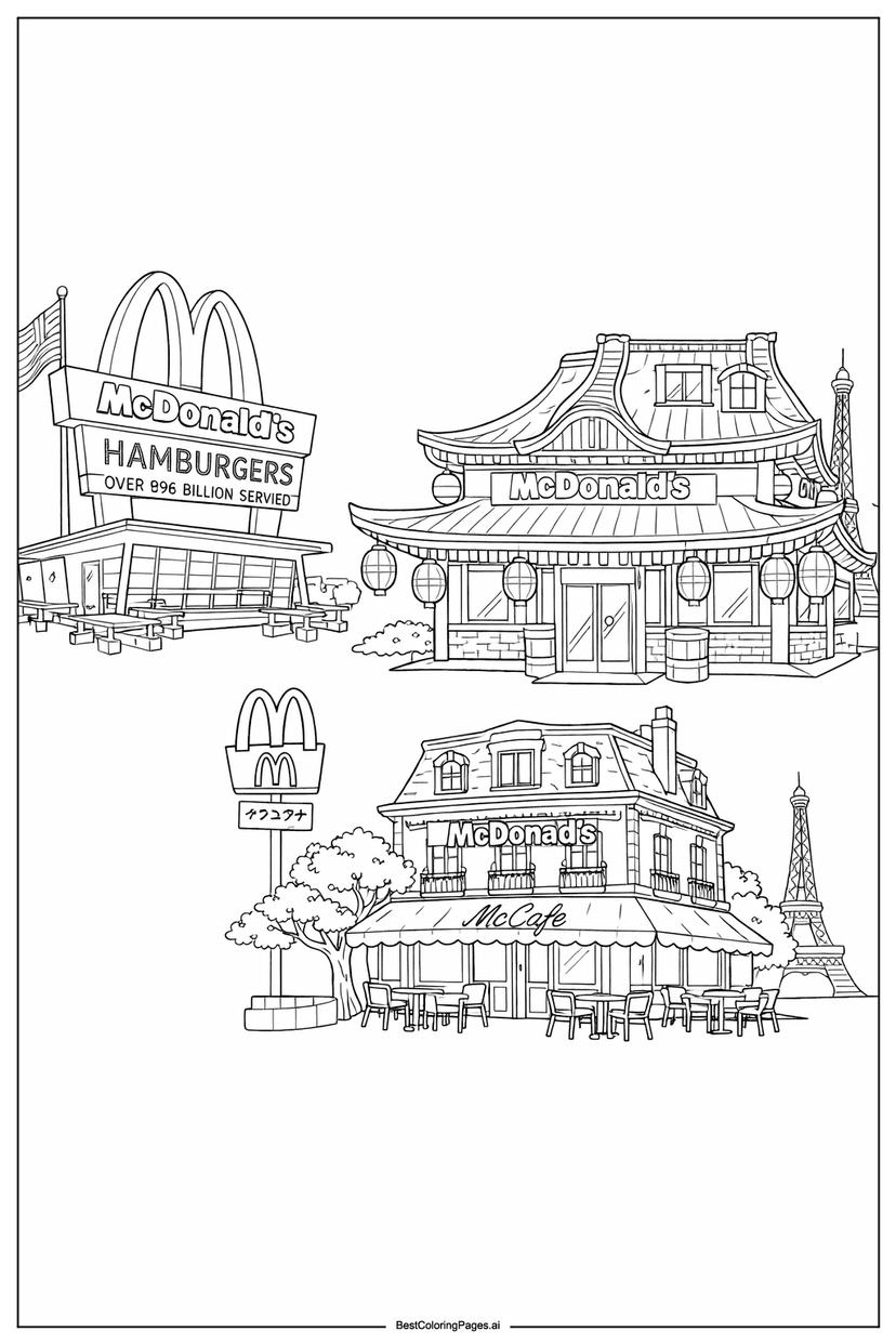 McDonald’s world tour Coloring Page - Free Printable | BestColoringPages AI