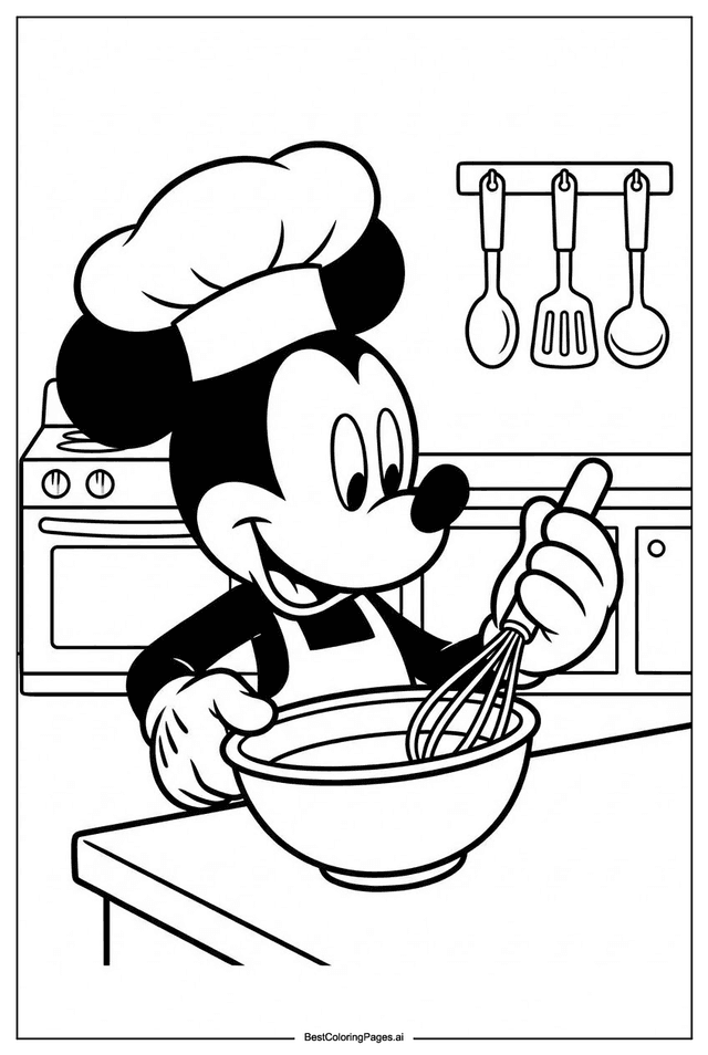 Mickey Mouse prépare un gâteau Coloriages - Gratuit Imprimable ...
