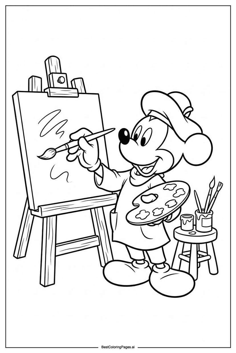 Mickey mouse painting picture Coloring Page - Free Printable ...