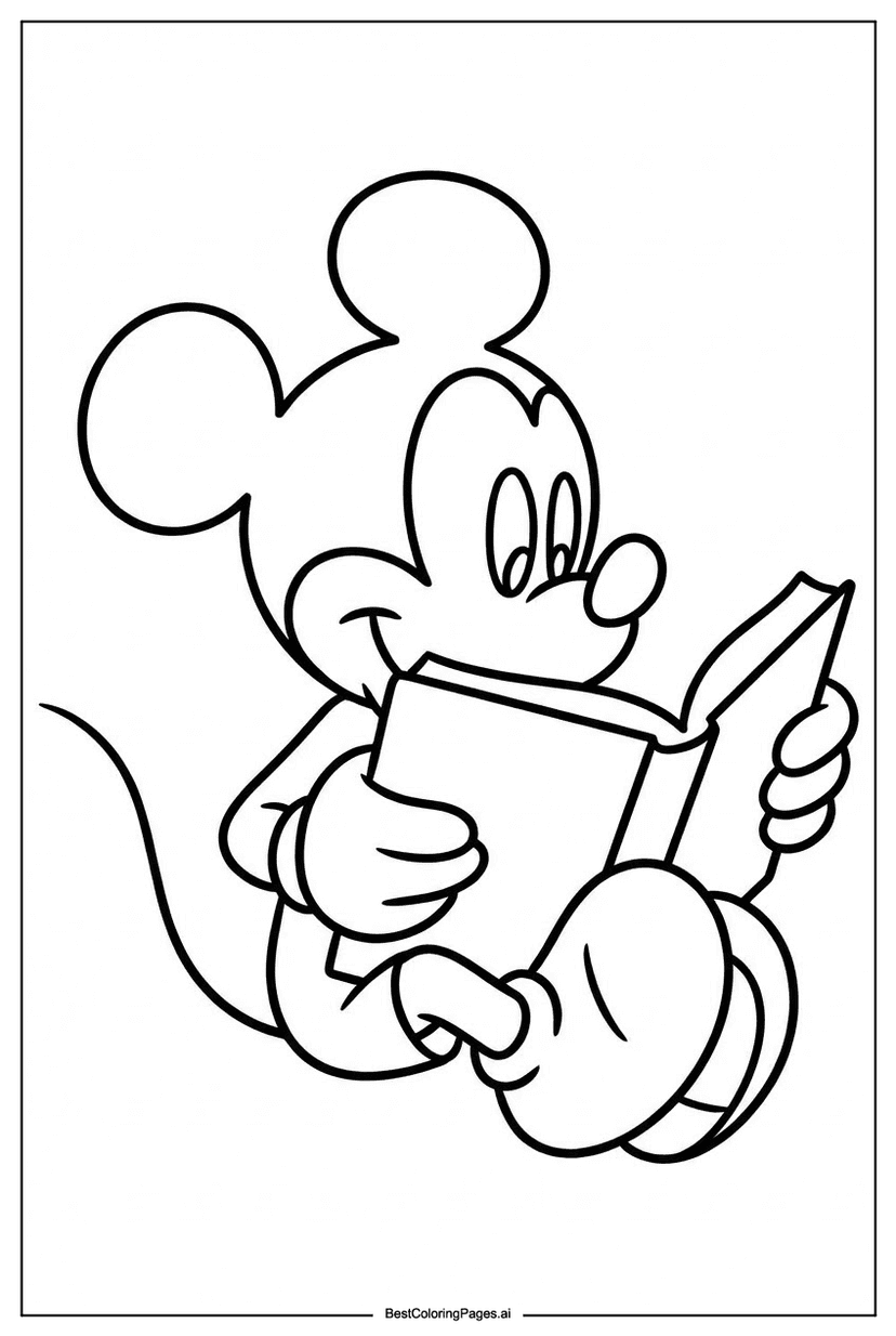 Mickey mouse reading book Coloring Page - Free Printable ...