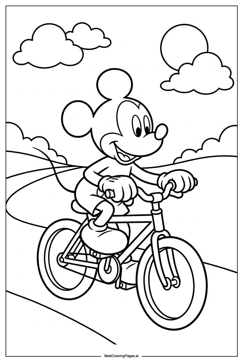 Mickey Mouse andando de bicicleta Desenhos para Colorir - Grátis ...