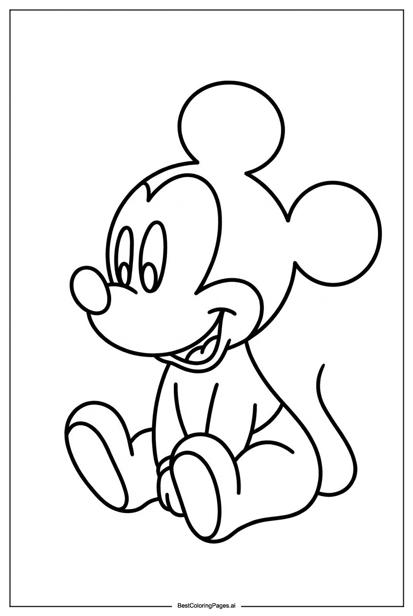 Mickey Mouse assis Coloriages - Gratuit Imprimable | BestColoringPages AI