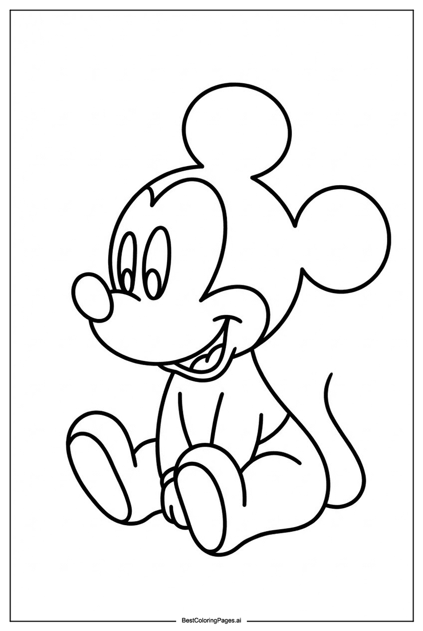 Mickey mouse sitting Coloring Page - Free Printable | BestColoringPages AI