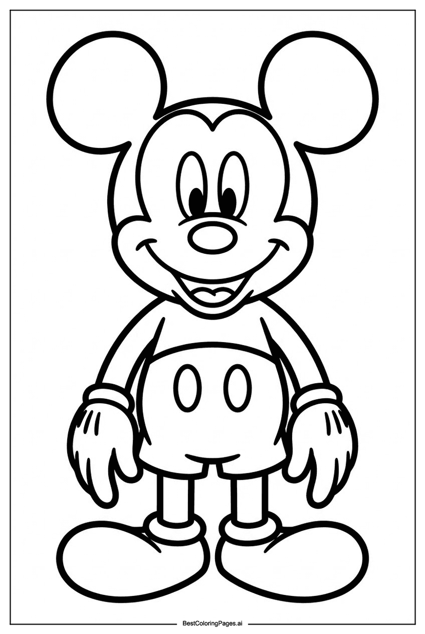 Mickey mouse standing Coloring Page - Free Printable | BestColoringPages AI