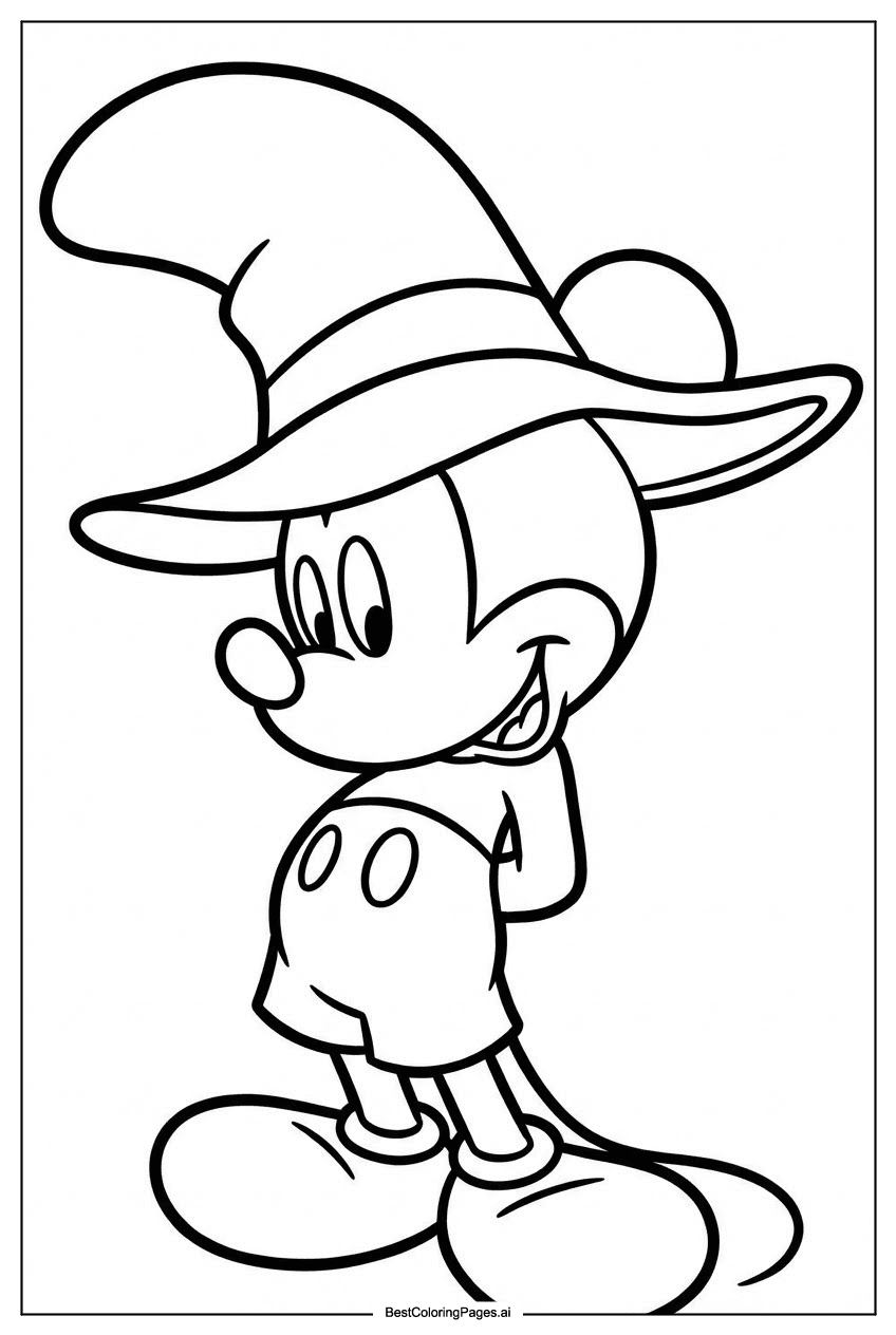 Mickey mouse wearing hat Coloring Page - Free Printable ...