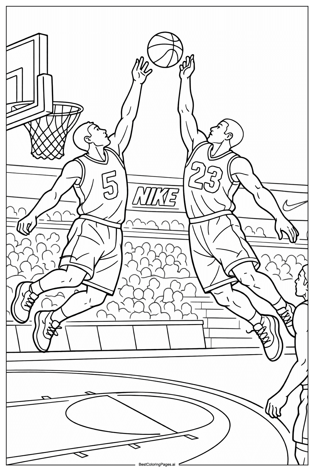 Nike basketball game scene Coloring Page - Free Printable ...