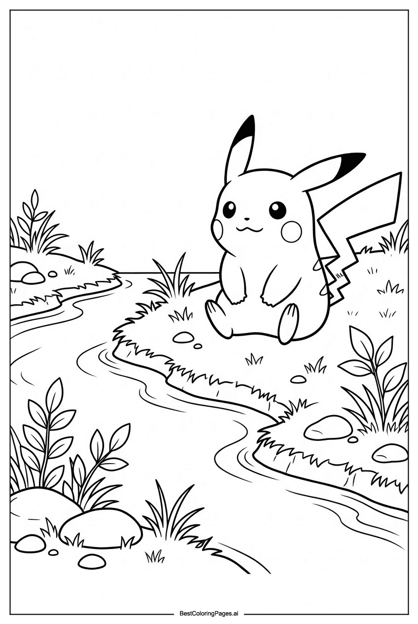 Pokémon en la orilla del río Dibujos para Colorear - Gratis Imprimible ...