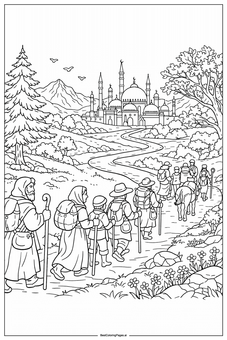 religion pilgrimage journey Coloring Page - Free Printable ...